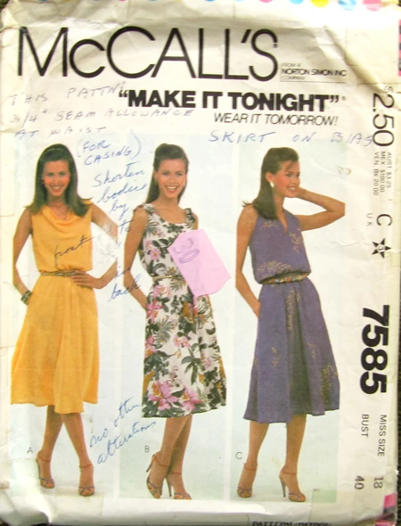 McCall's 7585 | Vintage Sewing Patterns | Fandom