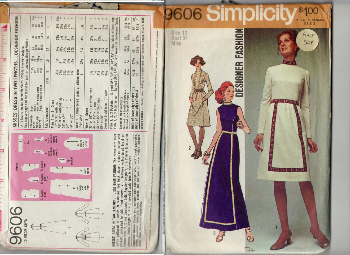Simplicity 9606 | Vintage Sewing Patterns | Fandom