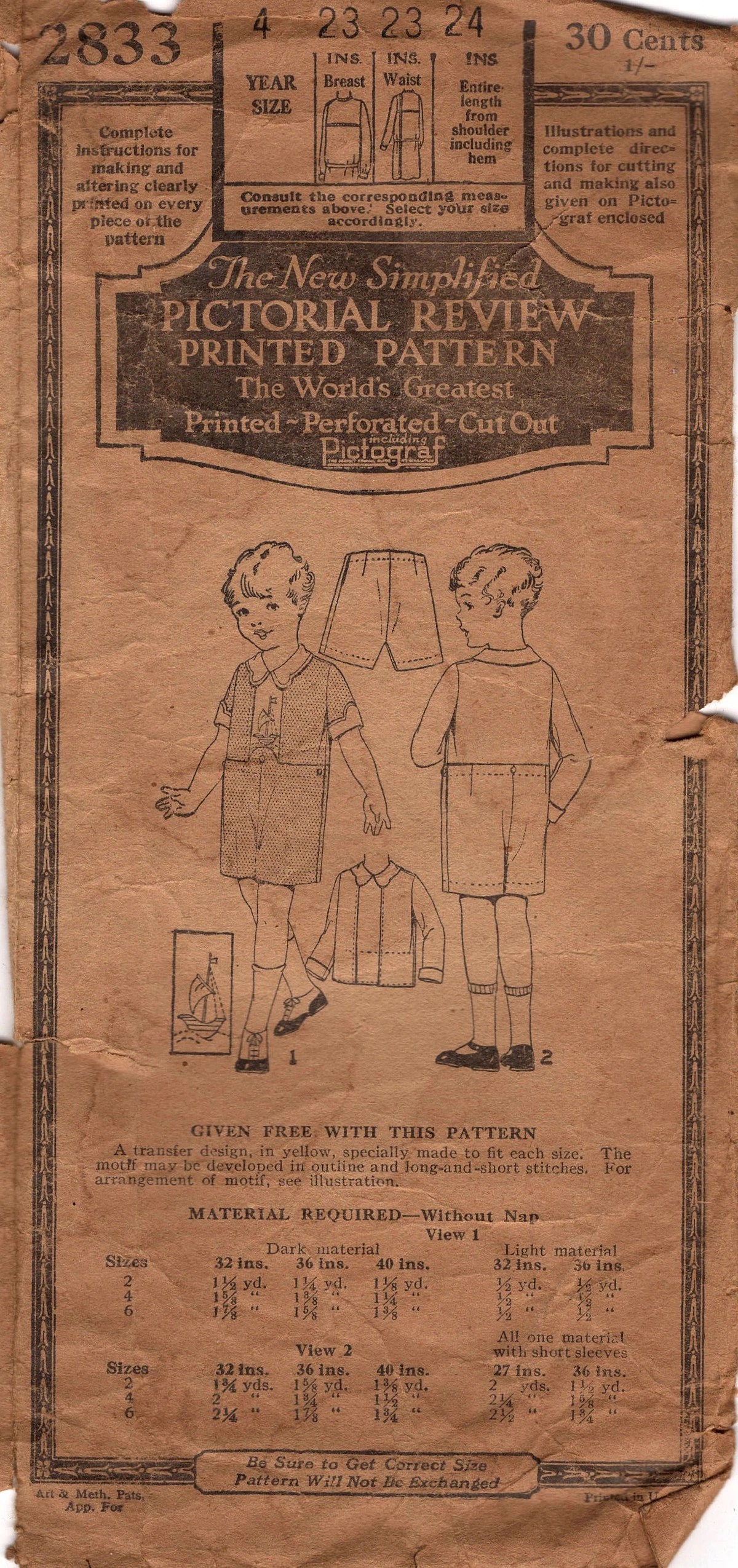 Pictorial Review 2833 | Vintage Sewing Patterns | Fandom