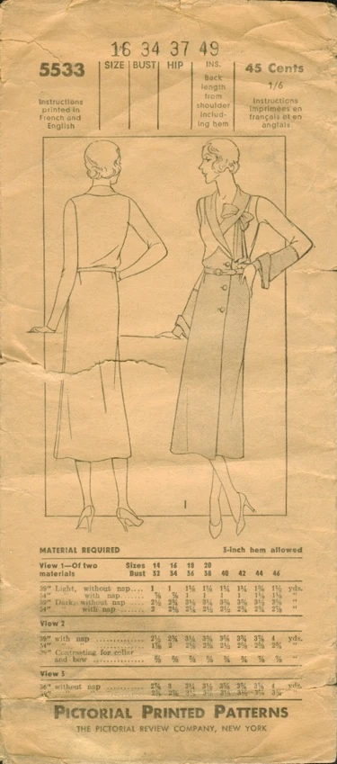 Pictorial Review 5533 | Vintage Sewing Patterns | Fandom