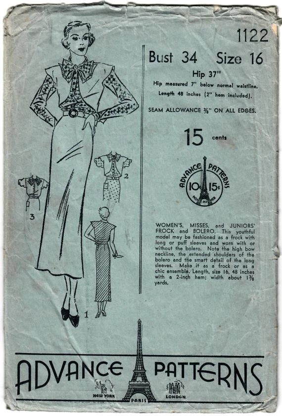 Advance 1122 | Vintage Sewing Patterns | Fandom