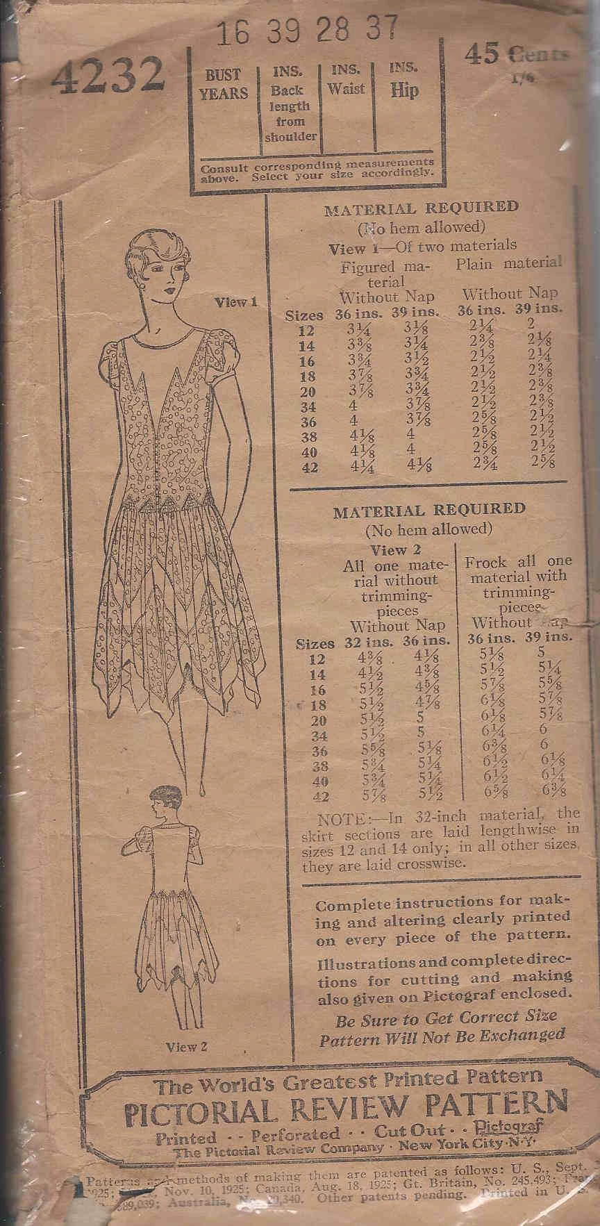 Pictorial Review 4232 | Vintage Sewing Patterns | Fandom