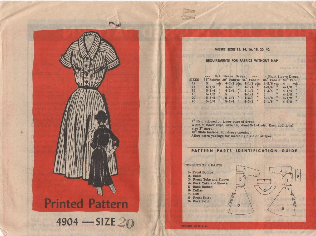 Mail Order 4904 B | Vintage Sewing Patterns | Fandom