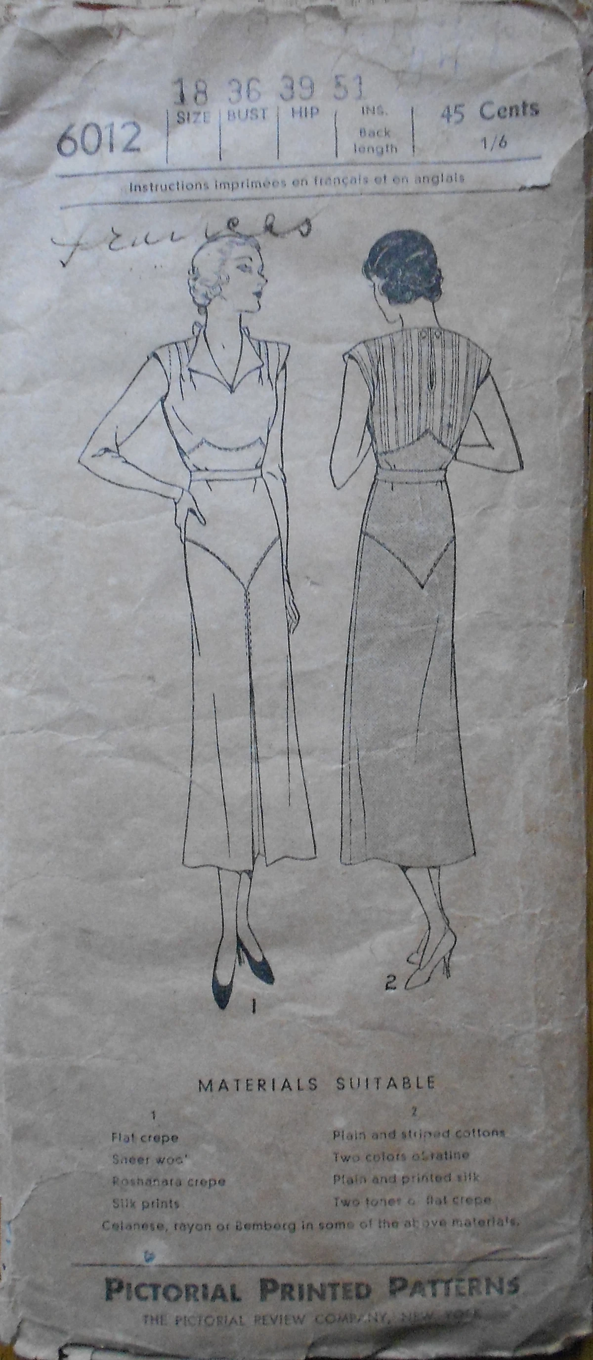 Pictorial Review 6012 | Vintage Sewing Patterns | Fandom