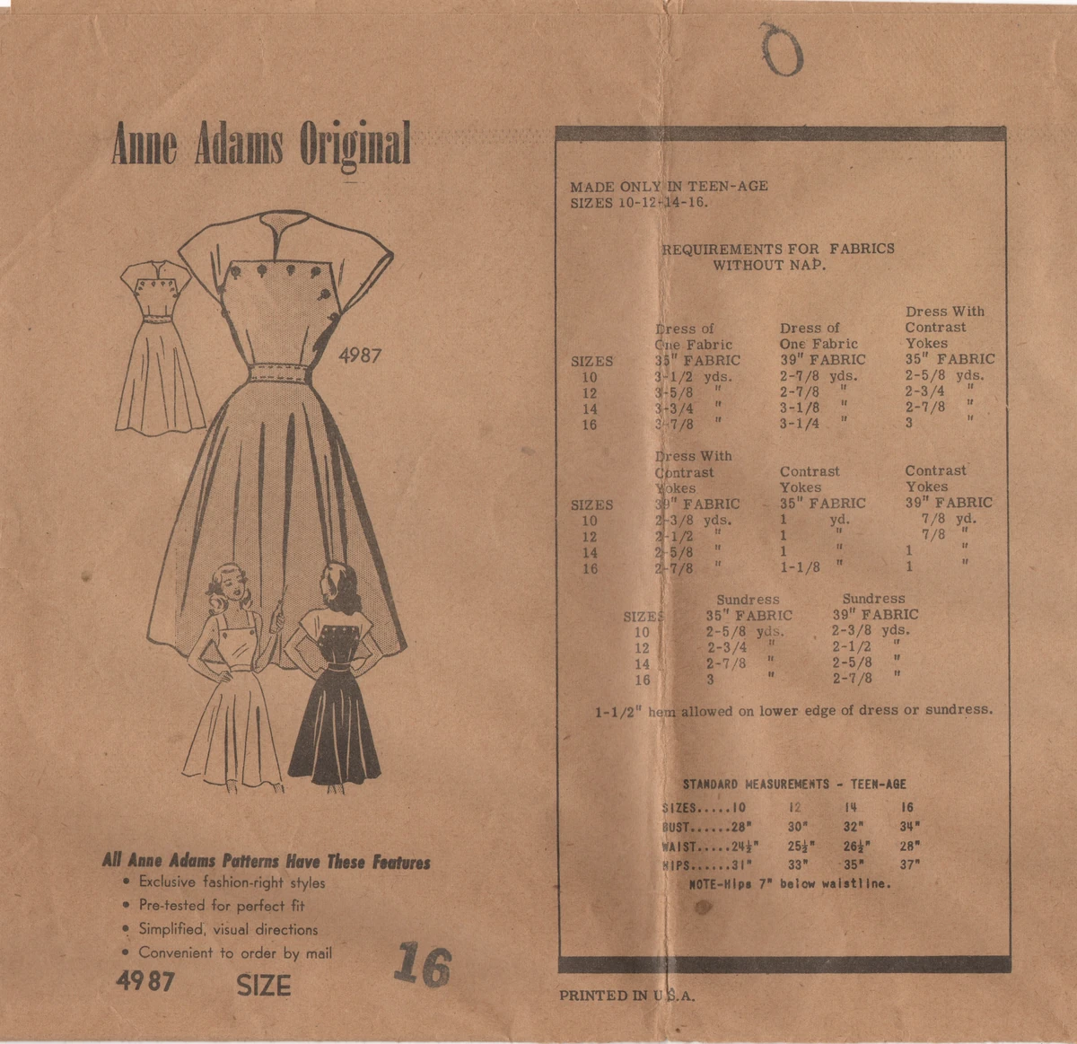 Anne Adams 4987 A | Vintage Sewing Patterns | Fandom