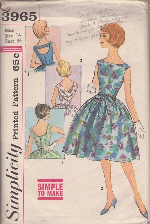 Simplicity 3965 | Vintage Sewing Patterns | Fandom