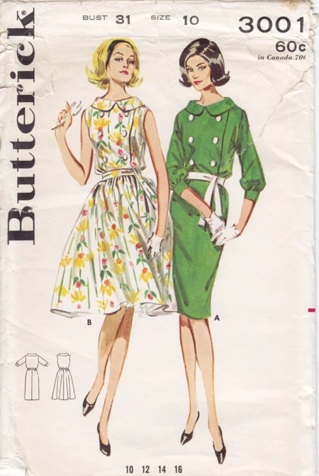 Butterick 3001 A | Vintage Sewing Patterns | Fandom