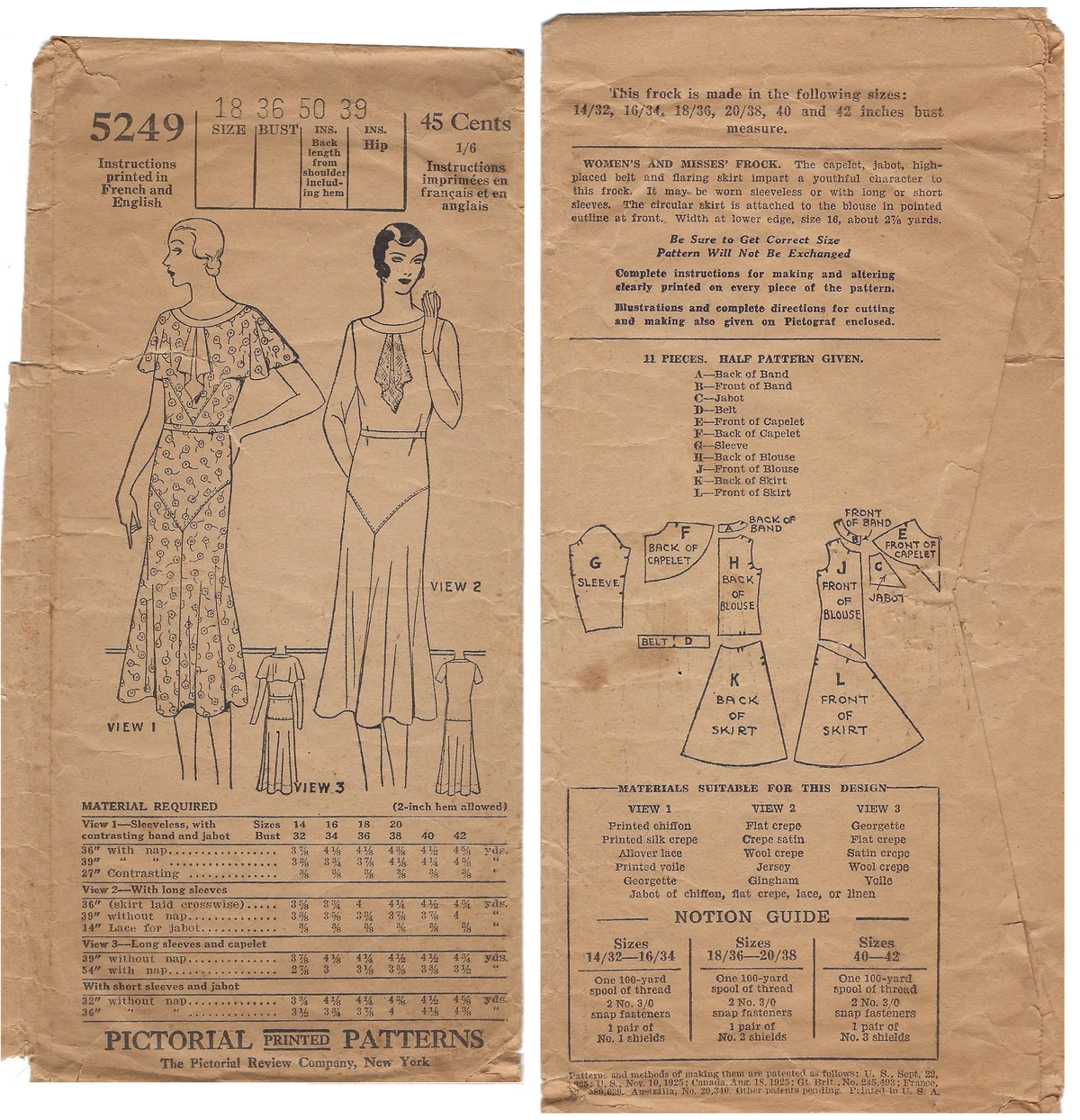 Pictorial Review 5249 | Vintage Sewing Patterns | Fandom