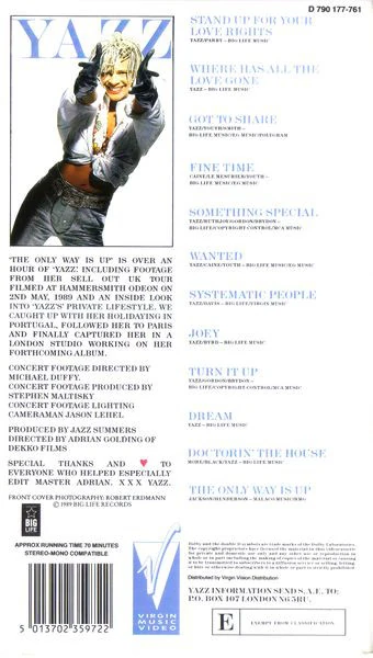 Yazz – The Only Way Is Up - Live! 1989 | Virgin Video Wiki | Fandom