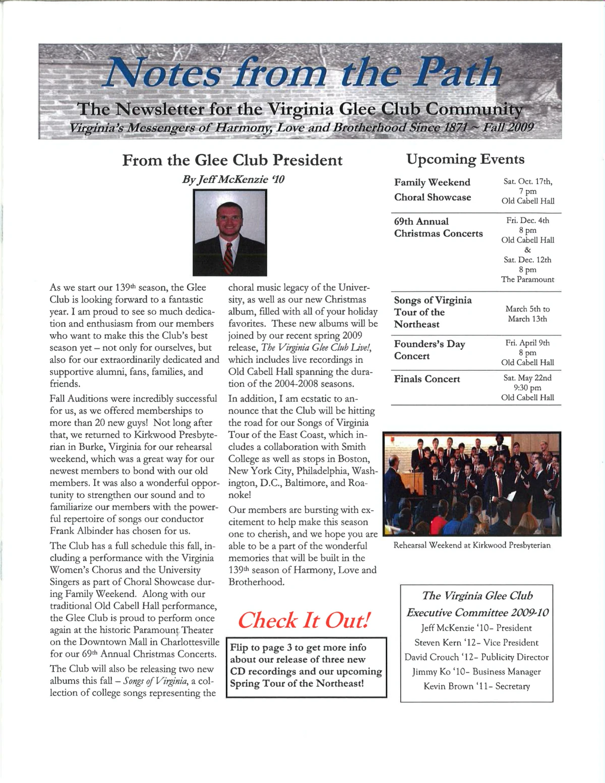 Glee Club Newsletter (Fall 2009) | Virginia Glee Club Wiki | Fandom