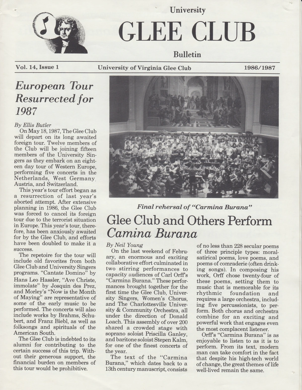 Glee Club Newsletter (Spring 1987) | Virginia Glee Club Wiki | Fandom