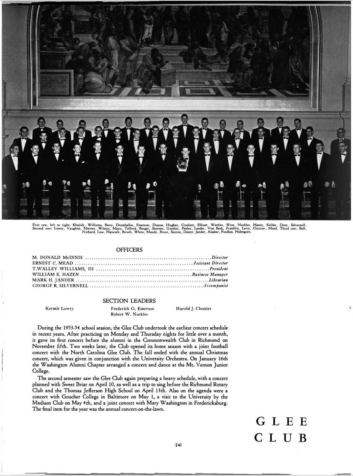 Glee Club 1953-1954 season | Virginia Glee Club Wiki | Fandom
