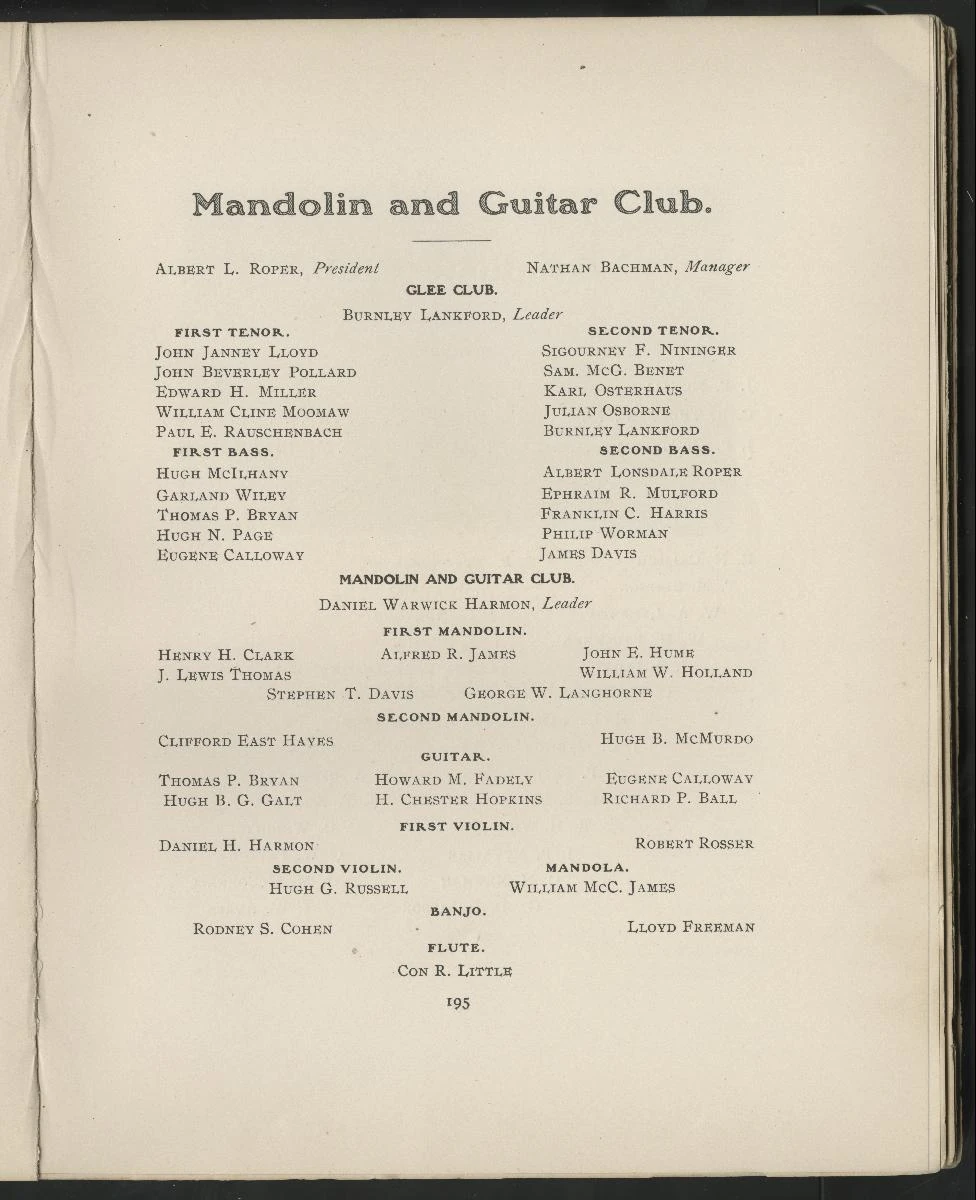 Glee Club 1902-1903 season | Virginia Glee Club Wiki | Fandom