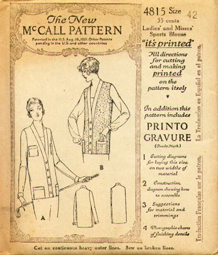 VPLL ~ MCCALL PATTERN 4815 (1920) | Vintage Pattern Lending Library ...