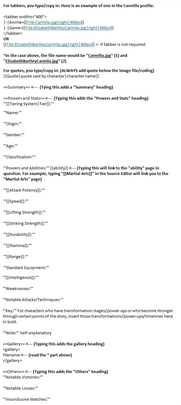 Standard Profile Format | VS Profiles Indexing Wiki | Fandom