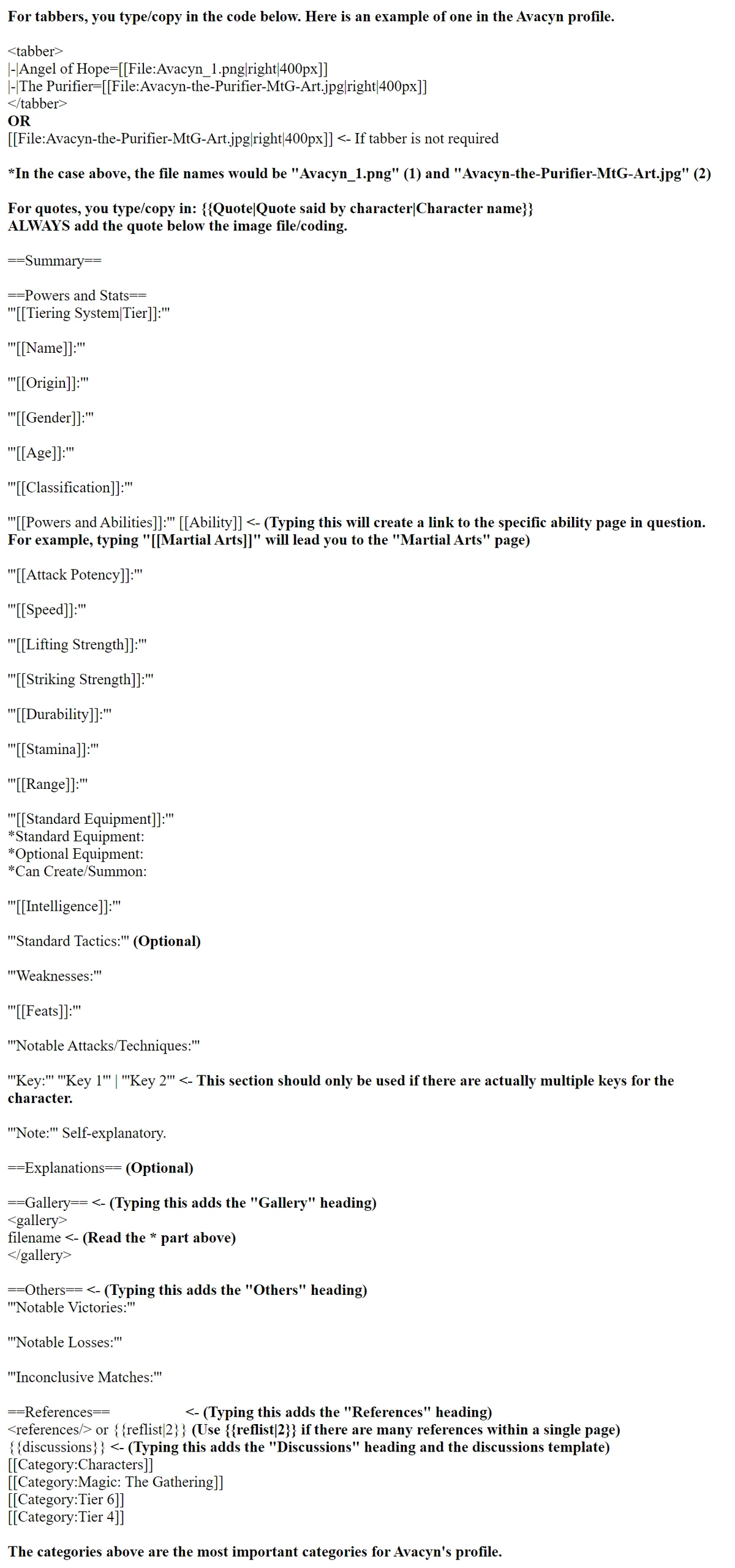 Standard Format for Character Profiles | VS Battles Wiki | Fandom