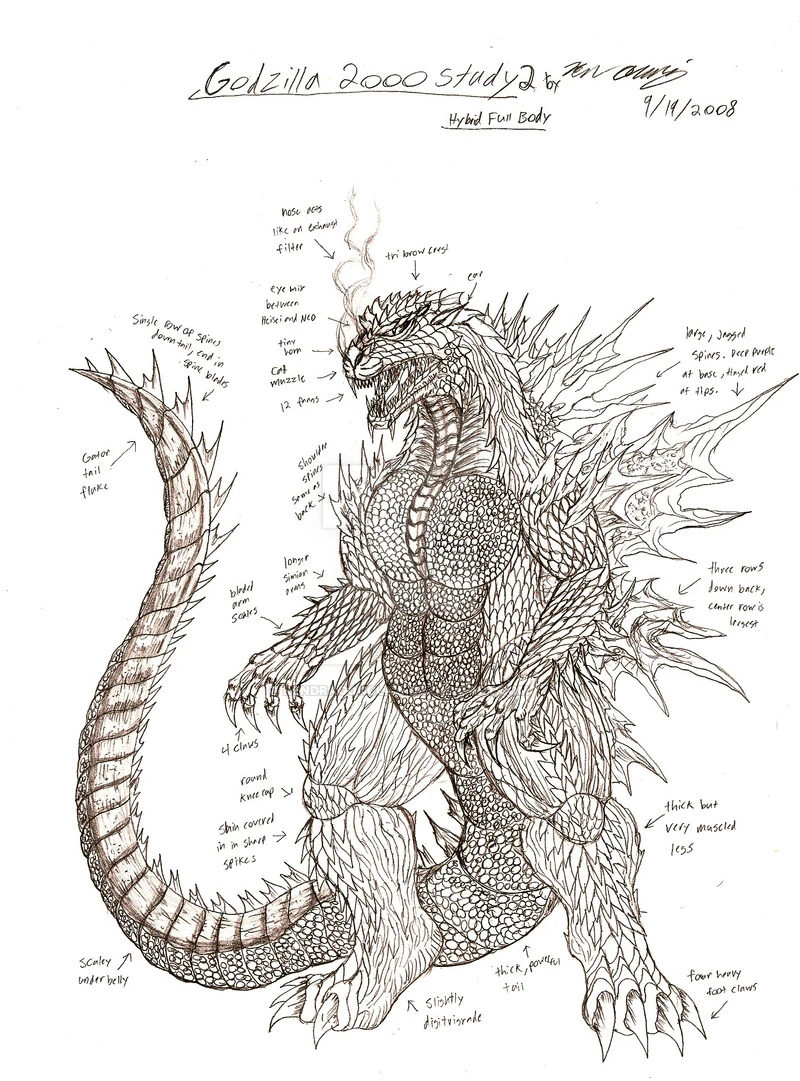 Godzilla 2000 Drawing