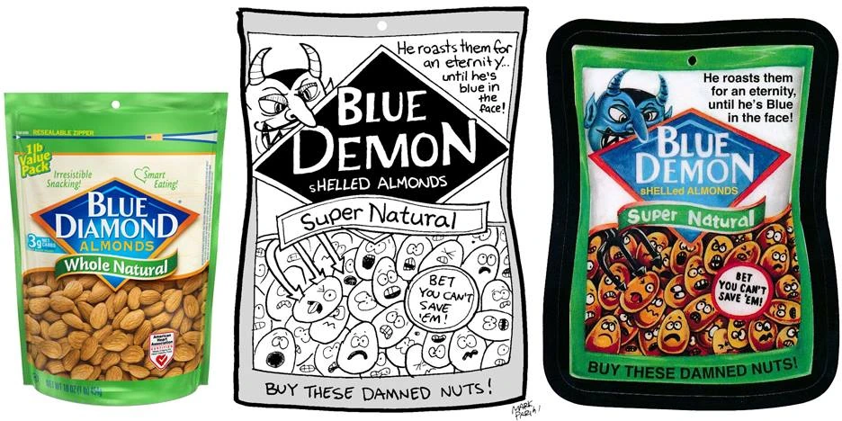 Blue Demon sHELLed Almonds (rough concept) | Wacky Packages Wiki | Fandom
