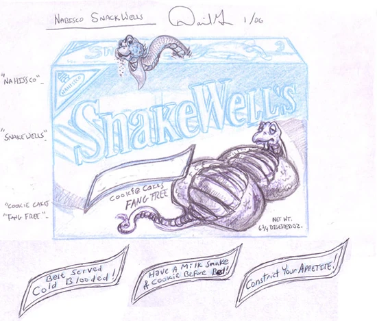 Snake Wells (rough art) | Wacky Packages Wiki | Fandom