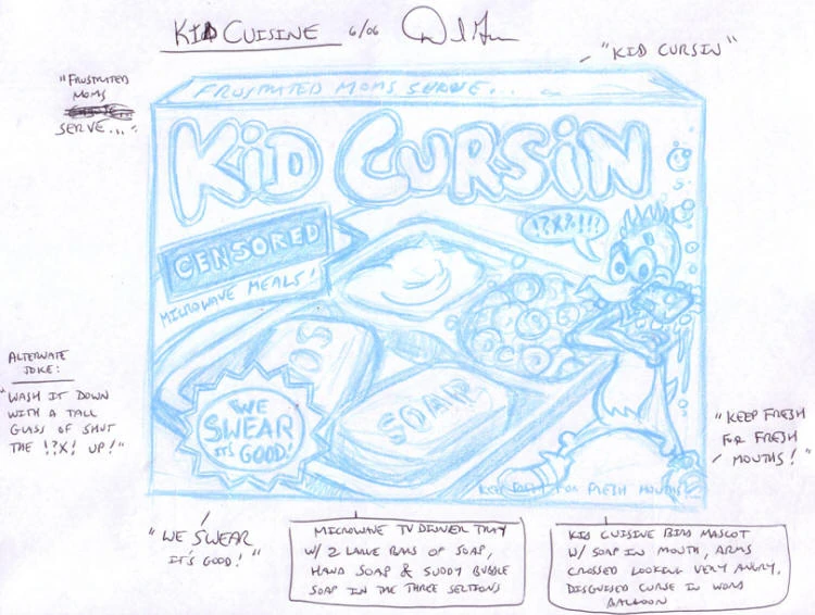 Kid Cursin (rough art) | Wacky Packages Wiki | Fandom