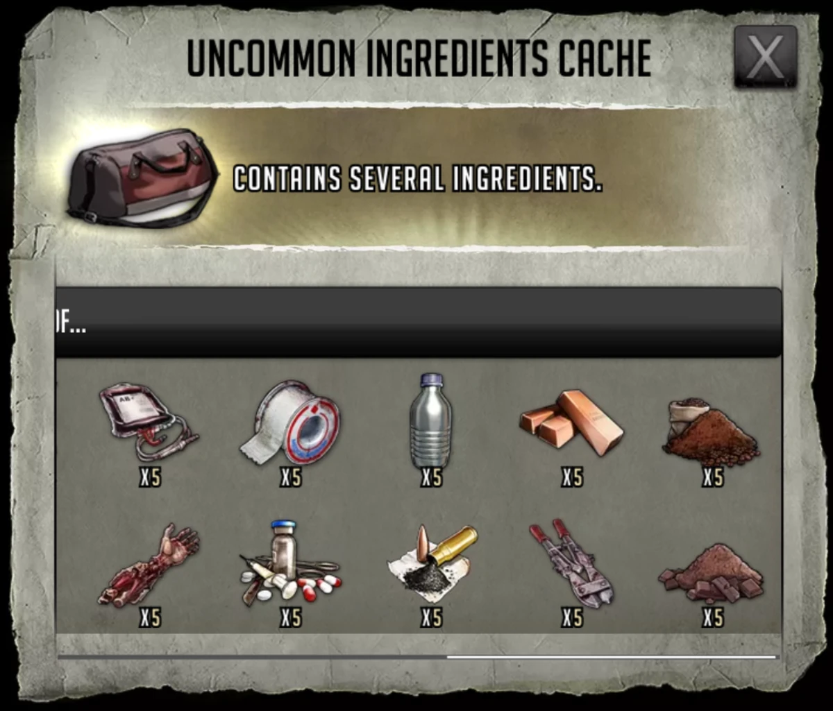 Uncommon Ingredients Cache | Walking Dead:Road to Survival Wikia | Fandom