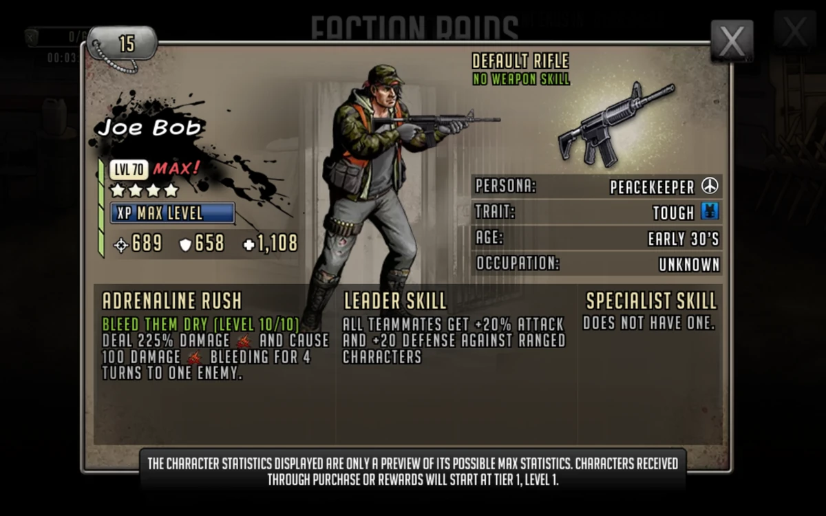 Joe Bob | Walking Dead:Road to Survival Wikia | Fandom