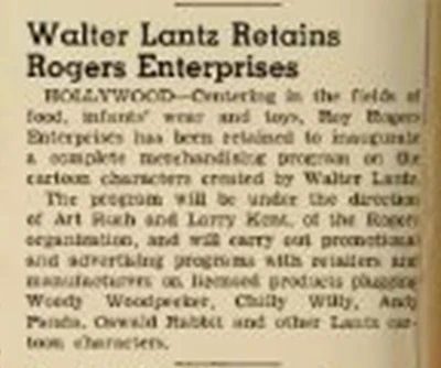 Article - Walter Lantz Retains Rogers Enterprises - Boxoffice Magazine ...