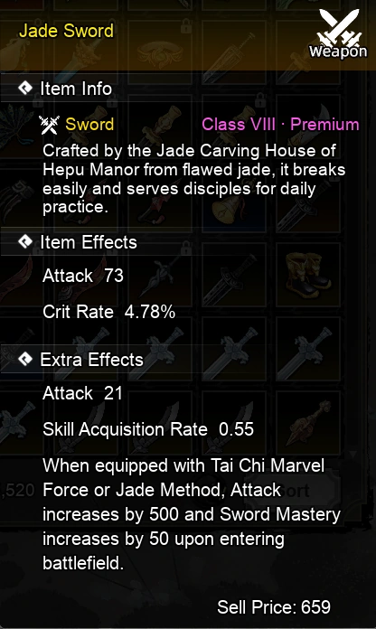 Jade Sword - Tooltip | Wandering Sword Wiki | Fandom