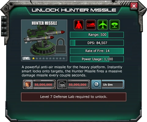Hunter Missile Turret | War Commander Wiki | Fandom
