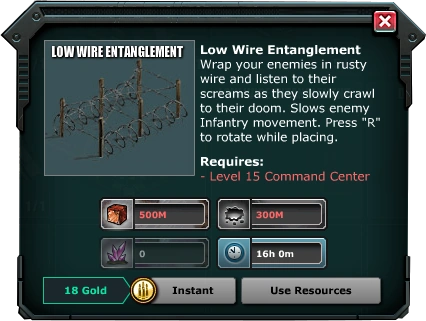 Low Wire Entanglement | War Commander Wiki | Fandom