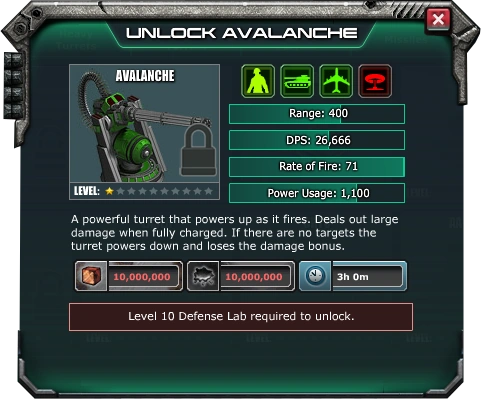 Avalanche Turret | War Commander Wiki | Fandom
