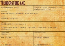 Thunderstone Axe | Warehouse 13 Artifact Database Wiki | Fandom