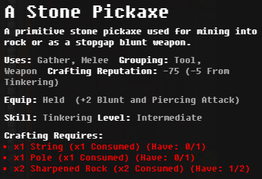 Stone Pickaxe | Wayward Wiki | Fandom