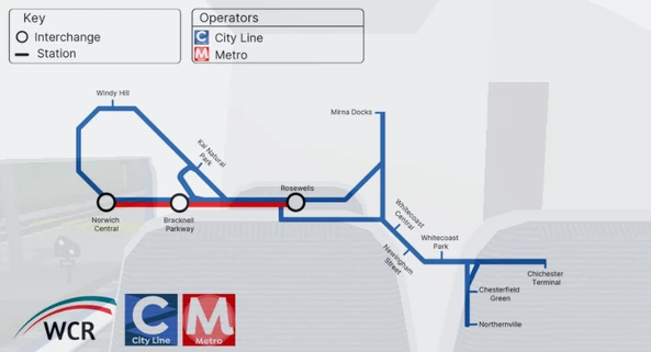 Network Map | Whitecoast City Railway Unofficial Wiki | Fandom