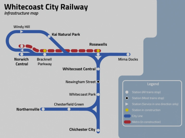 Network Map | Whitecoast City Railway Unofficial Wiki | Fandom
