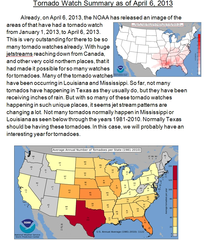 Tornado Watch Summary as of April 6, 2013 | Weather Archive Wiki | Fandom