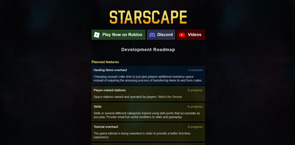 Starscape Roadmap | Websites Wiki | Fandom