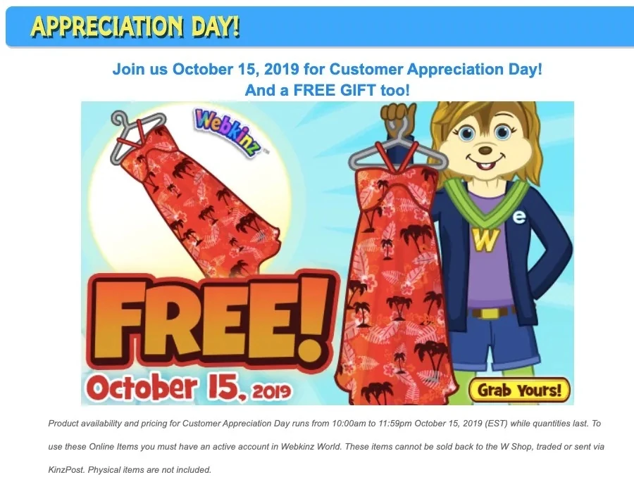 Customer Appreciation Days 2019 | Webkinz Wiki | Fandom