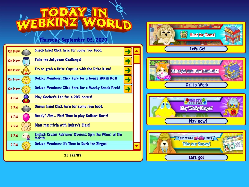 Today's Activities | Webkinz Wiki | Fandom