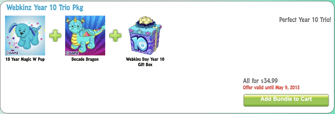 Webkinz Year 10 Trio Package | Webkinz Wiki | Fandom