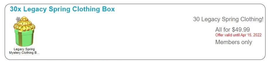 30x Legacy Spring Clothing Box Package | Webkinz Wiki | Fandom
