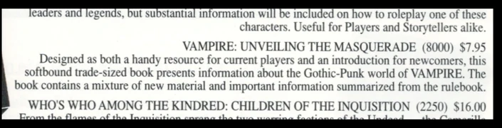White Wolf Game Studio 1992 Catalog | White Wolf Wiki | Fandom