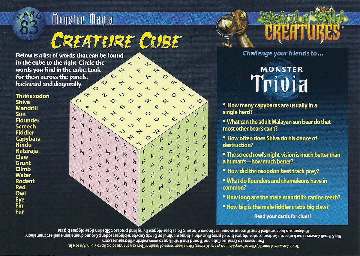 Monster Mania 83 | Weird n' Wild Creatures Wiki | Fandom