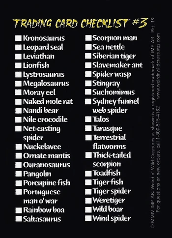 Trading Card Checklist 3 | Weird n' Wild Creatures Wiki | Fandom