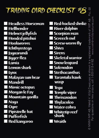 Trading Card Checklist 8 | Weird n' Wild Creatures Wiki | Fandom