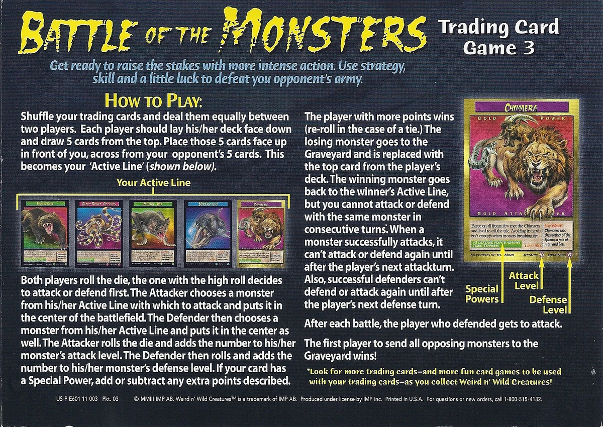 Battle of the Monsters Trading Card Game 3 | Weird n' Wild Creatures ...