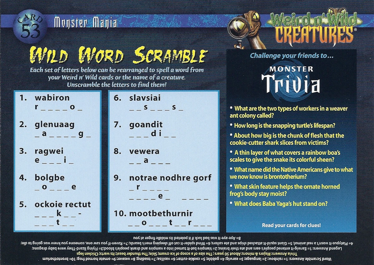 Monster Mania 53 | Weird n' Wild Creatures Wiki | Fandom