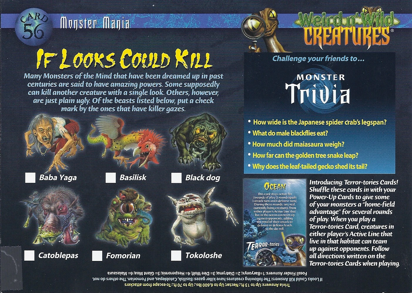 Terror-tories Cards Monster Mania | Weird n' Wild Creatures Wiki | Fandom