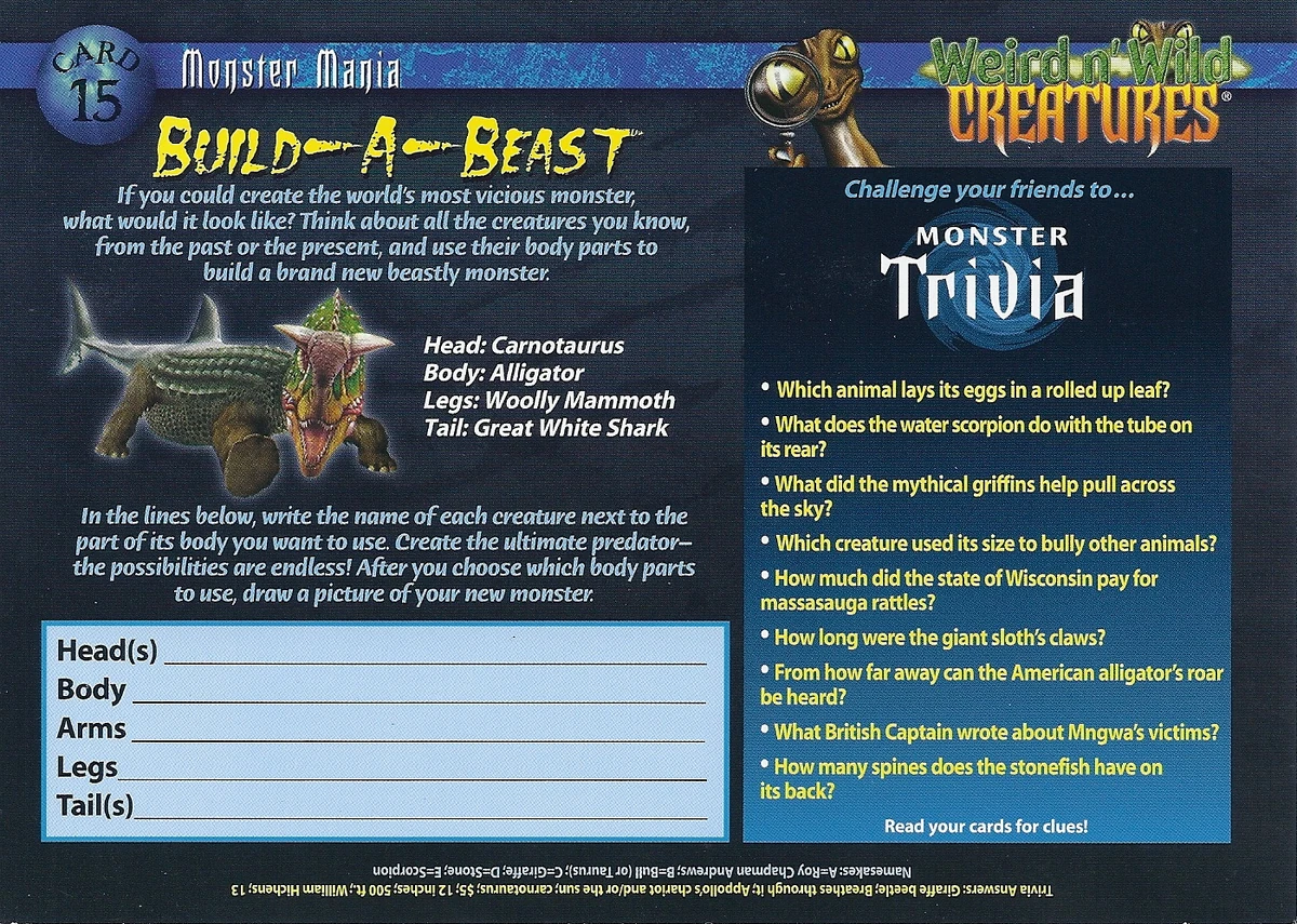 Monster Mania 15 | Weird n' Wild Creatures Wiki | Fandom
