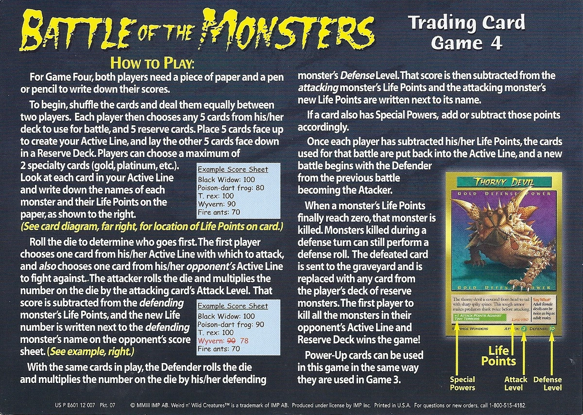 Battle of the Monsters Trading Card Game 4 | Weird n' Wild Creatures ...